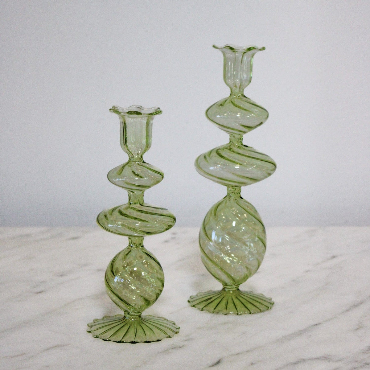 Green Glass Candlestick, Large – Shop at Maison